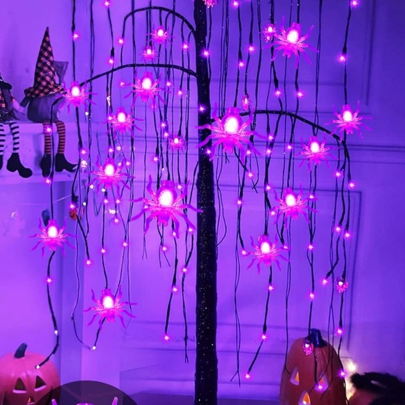 Holiday | 5ft High Willow Halloween Light Up Tree With Purple Spider ...